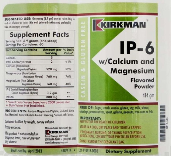 Kirkman - IP-6 w/Calcium And Mangesium Flavored Powder - SuppCo