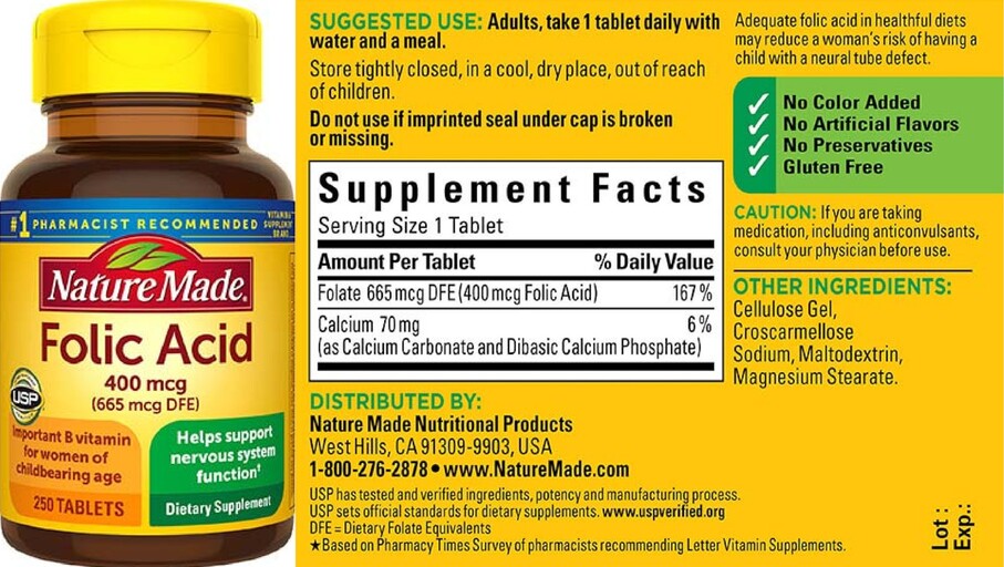 Nature Made - Folic Acid 400 mcg - SuppCo