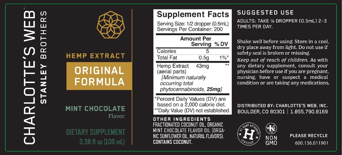 Charlotte's Web - Hemp Extract Original Formula Mint Chocolate Flavor ...