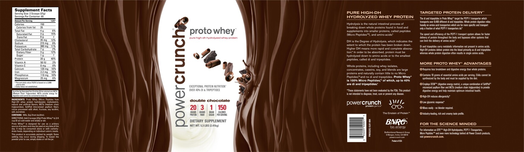 Power Crunch - Proto Whey Double Chocolate - SuppCo
