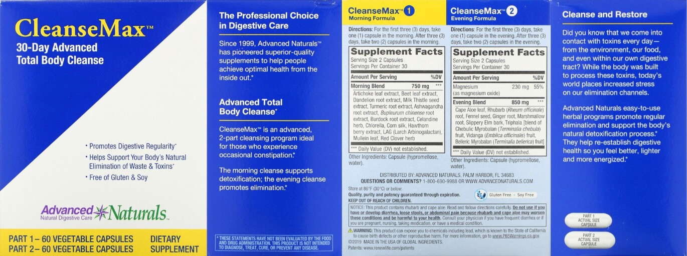 Advanced Naturals - CleanseMax 1 Morning Formula - SuppCo