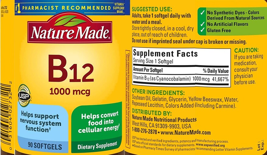 Nature Made - B12 1000 mcg - SuppCo