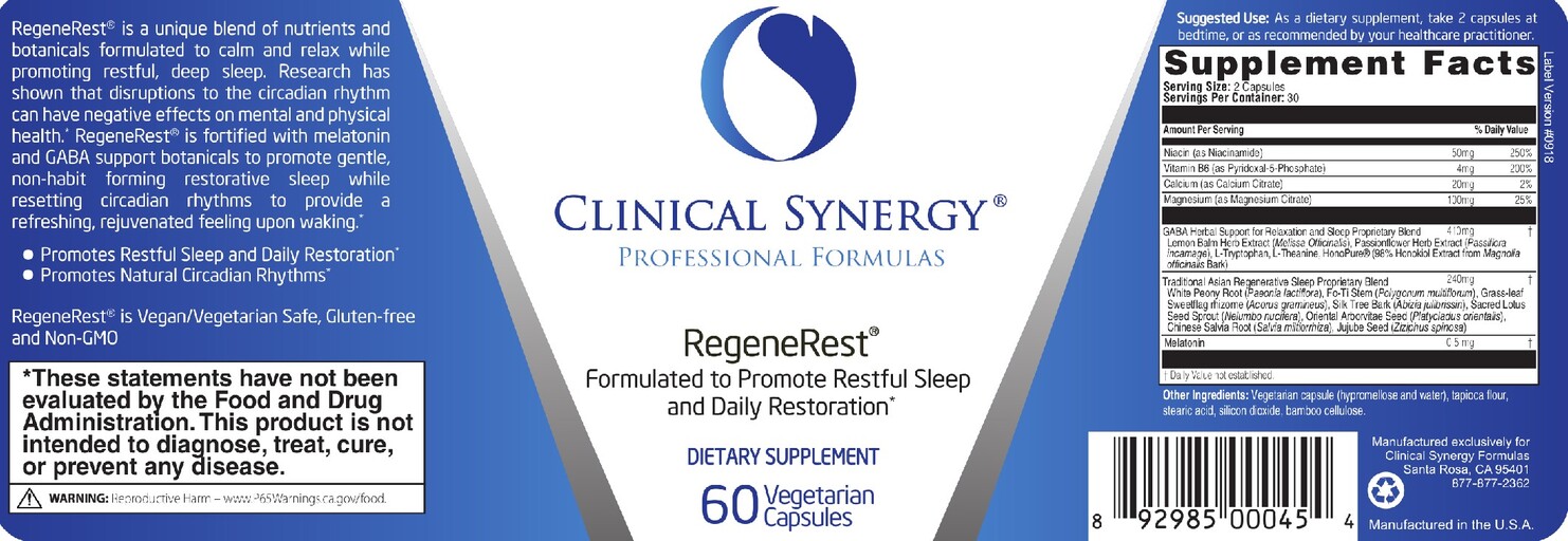 Clinical Synergy Professional Formulas - RegeneRest - SuppCo