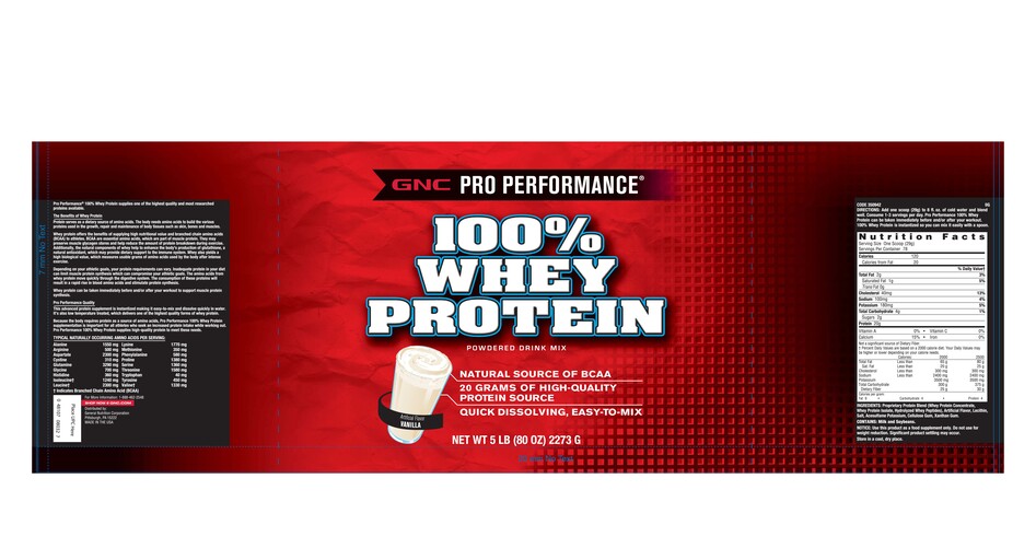 GNC Pro Performance - 100% Whey Protein Powdered Drink Mix Vanilla - SuppCo