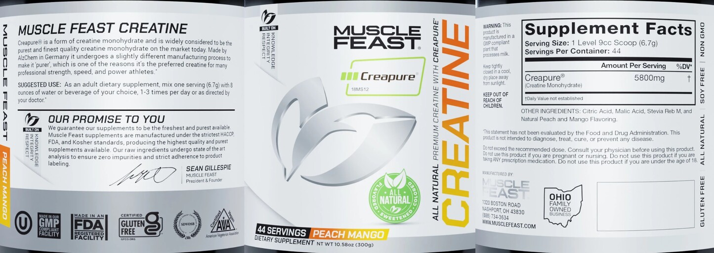 Muscle Feast All Natural Creatine Peach Mango | SuppCo
