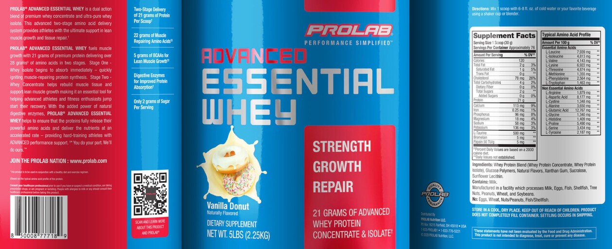 Prolab - Advanced Essential Whey Vanilla Donut - SuppCo