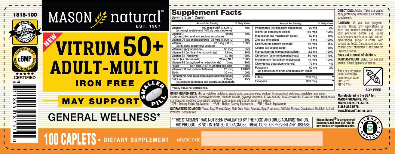 Mason Natural - Vitrum 50+ Adult-Multi Iron Free - SuppCo