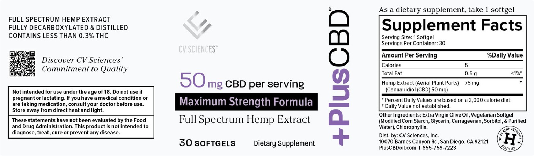 CV Sciences PlusCBD Maximum Strength Formula 50 mg | SuppCo