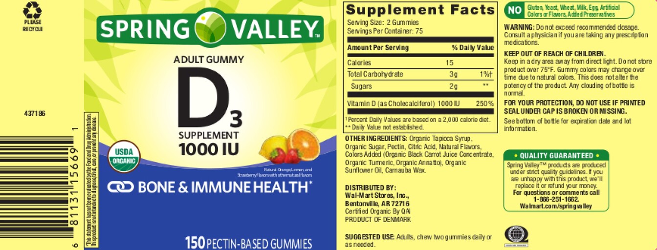Spring Valley - Adult Gummy D3 1000 IU - SuppCo