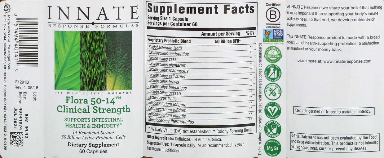 INNATE Response Formulas - Flora 50-14 Clinical Strength - SuppCo