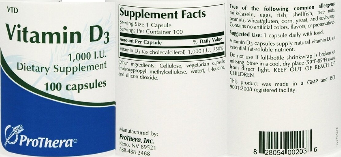 ProThera - Vitamin D3 1,000 IU - SuppCo