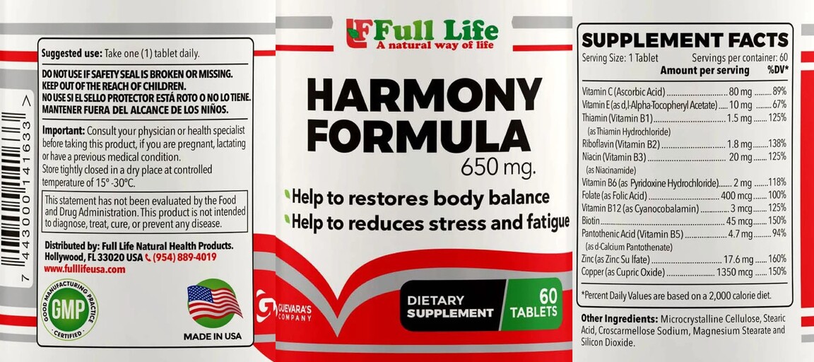 Full Life - Harmony Formula 650 mg - SuppCo