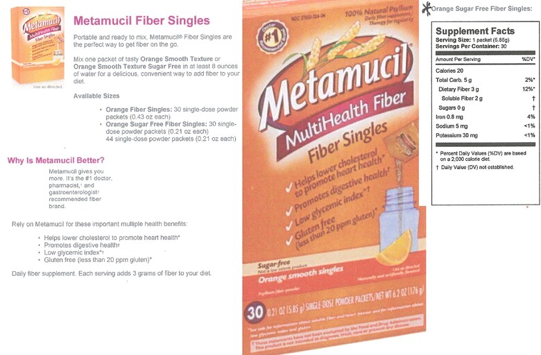 Metamucil - MultiHealth Fiber Sugar Free Orange Fiber Singles - SuppCo
