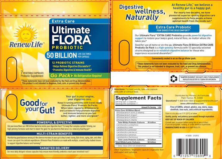 Renew Life - Ultimate Flora Probiotic Extra Care 50 Billion Go Pack ...