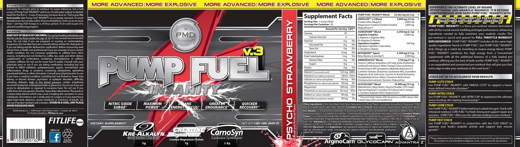 PMD Platinum - Pump Fuel Insanity Psycho Strawberry - SuppCo