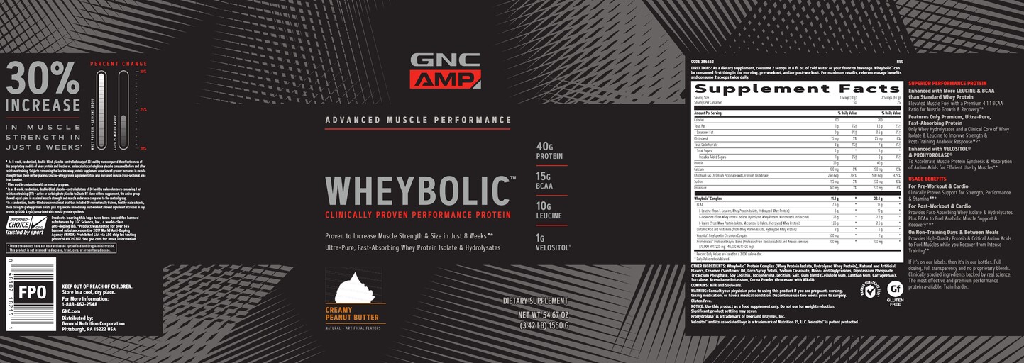 GNC AMP Advanced Muscle Performance - Wheybolic Creamy Peanut Butter - SuppCo