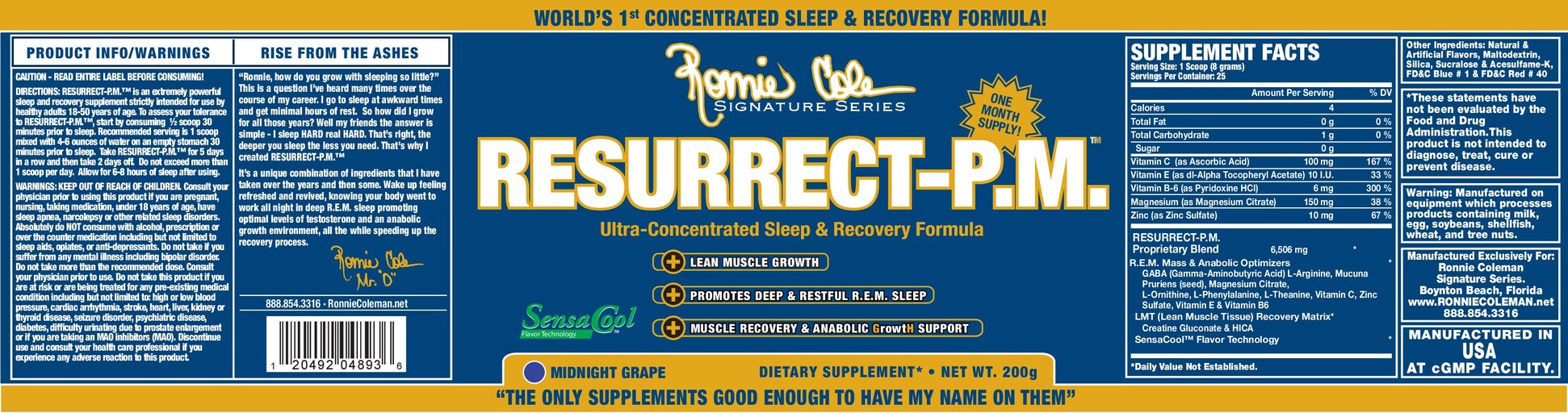 Ronnie Coleman Signature Series - Resurrect-P.M. Midnight Grape - SuppCo