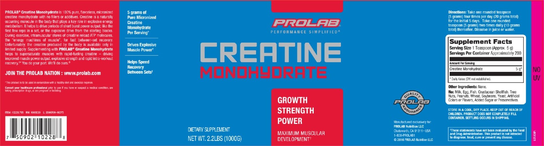 Prolab - Creatine Monohydrate - SuppCo