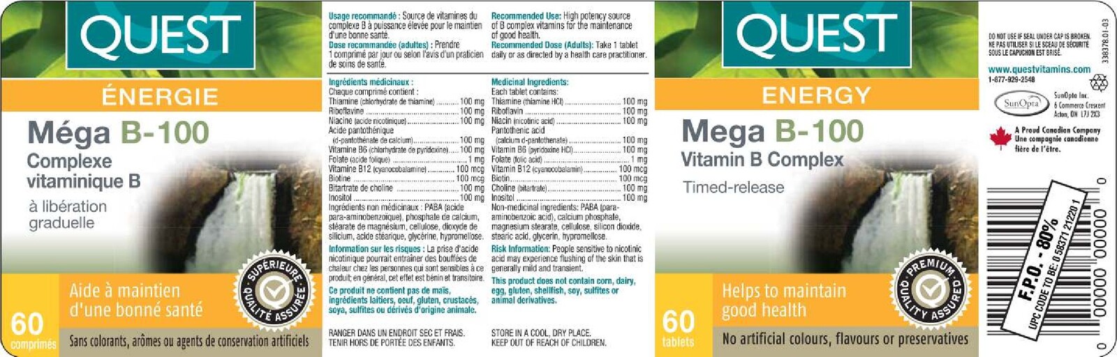 Quest - Mega B-100 Vitamin B Complex Timed-Release - SuppCo