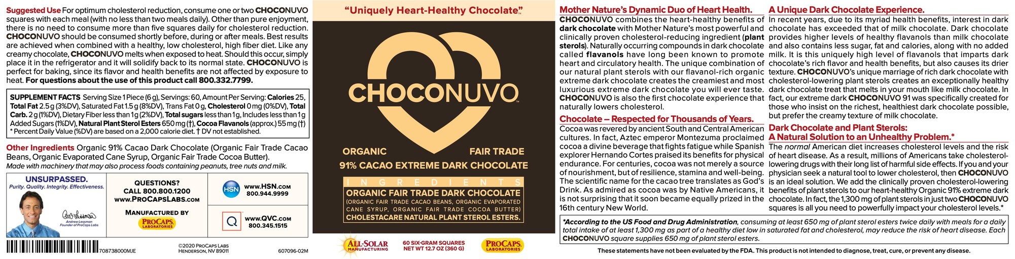 ProCaps - ChocoNuvo 91% Cacao Extreme Dark Chocolate - SuppCo