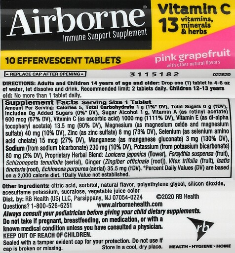 Airborne - Airborne Pink Grapefruit Effervescent Tablets - SuppCo