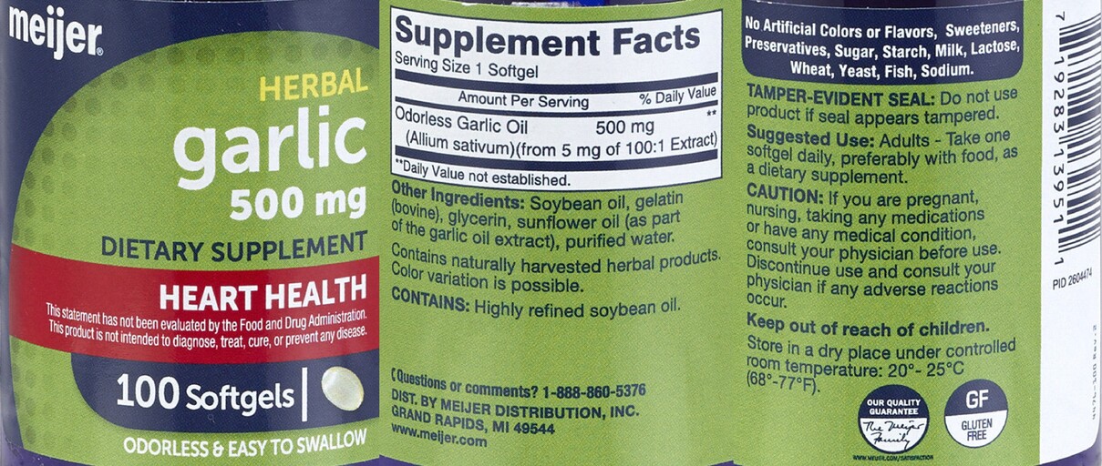 Meijer - Garlic 500 mg - SuppCo