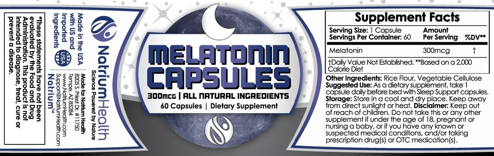 Natrium Health - Melatonin Capsules 300 mcg - SuppCo