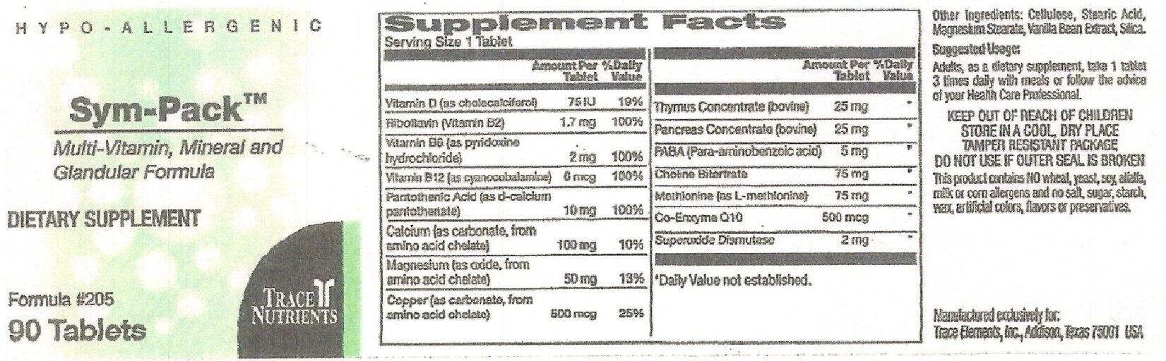 Trace Nutrients - Sym-Pack - SuppCo
