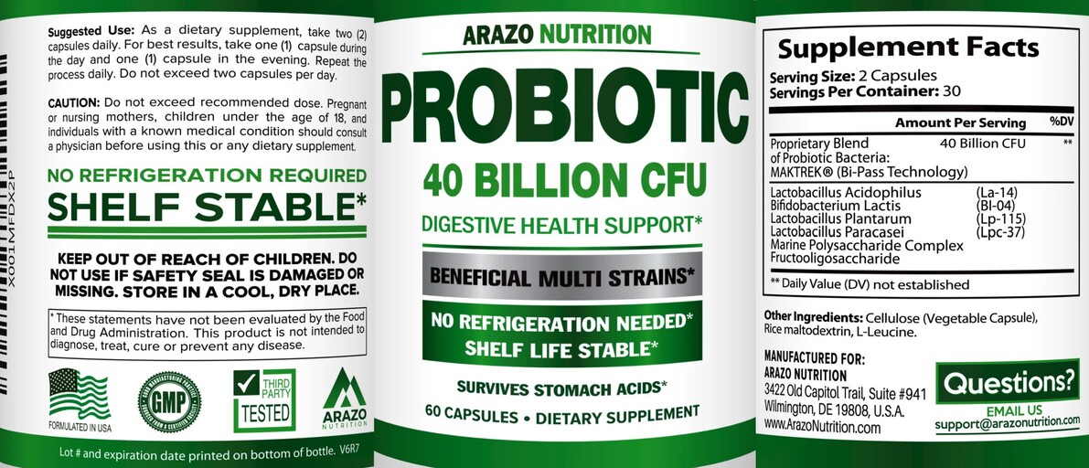 Arazo Nutrition - Probiotic 40 Billion CFU - SuppCo