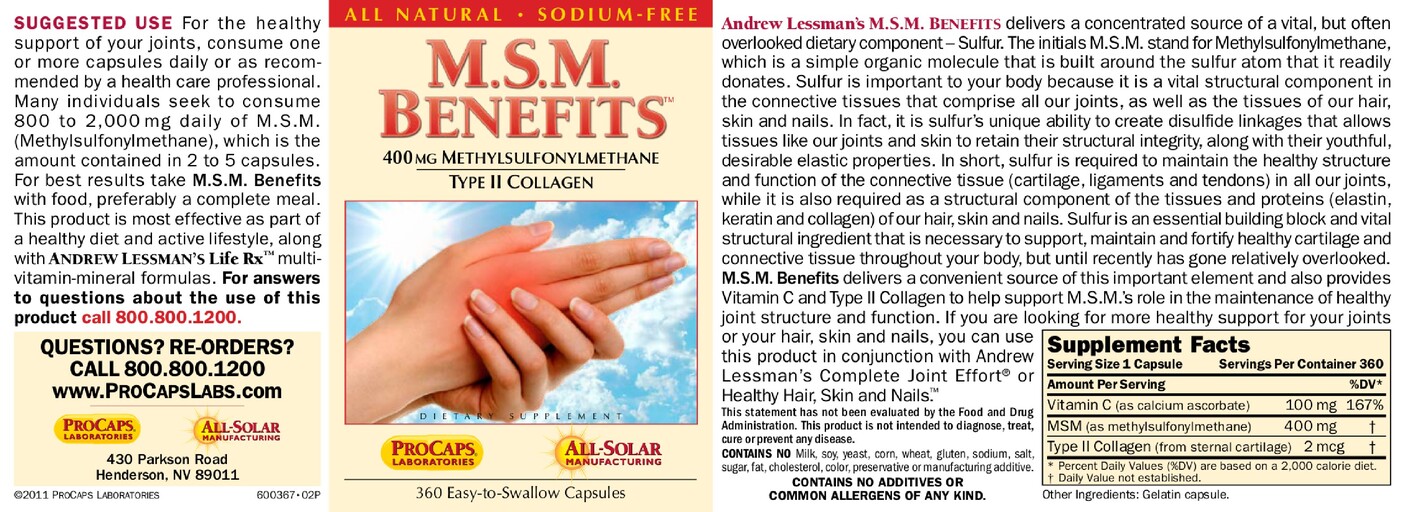 ProCaps Laboratories - M.S.M. Benefits - SuppCo