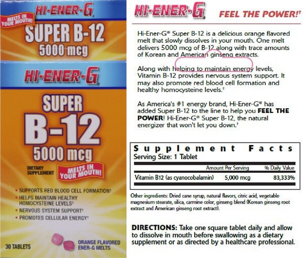 Hi-Ener-G - Super B-12 5000 mcg Orange Flavor - SuppCo
