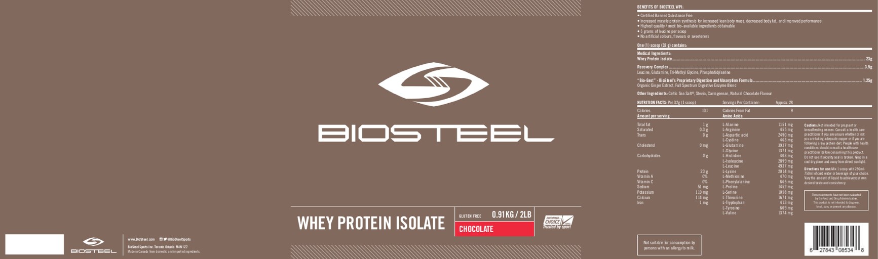 BioSteel - Whey Protein Isolate Chocolate - SuppCo