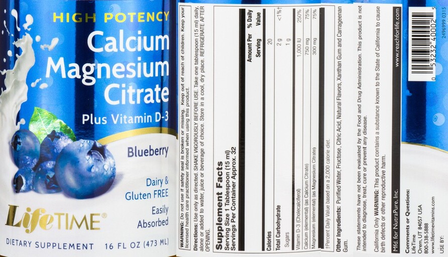 LifeTIME - Calcium Magnesium Citrate Plus Vitamin D-3 Blueberry - SuppCo