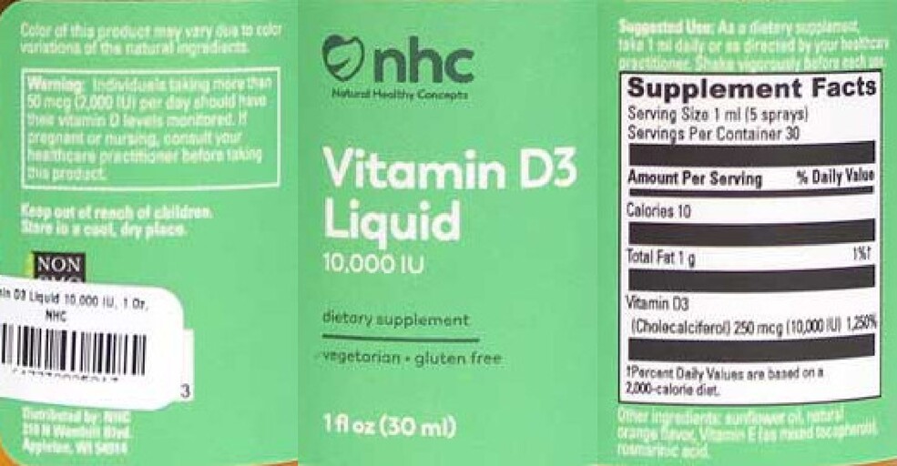 NHC Natural Healthy Concepts - Vitamin D3 Liquid 10,000 IU - SuppCo