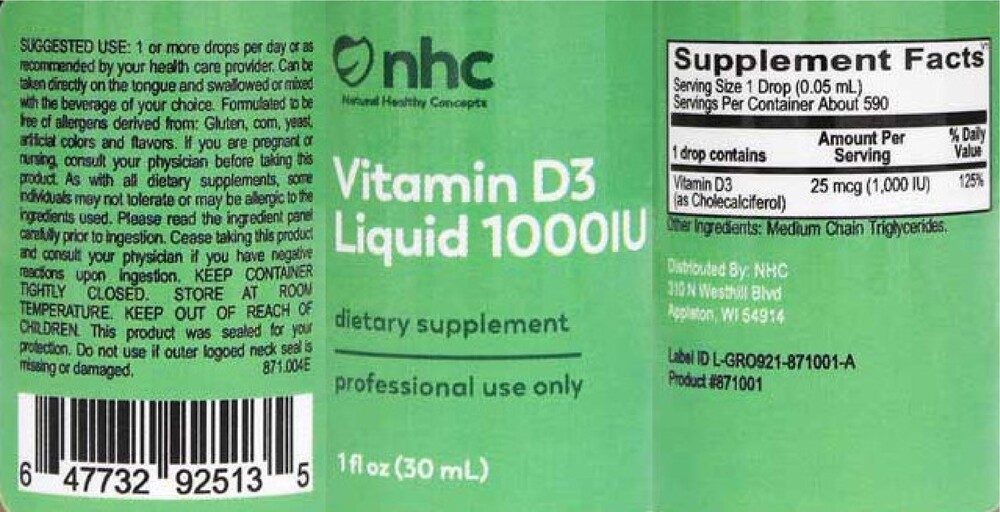 NHC Natural Healthy Concepts - Vitamin D3 Liquid 1000 IU - SuppCo