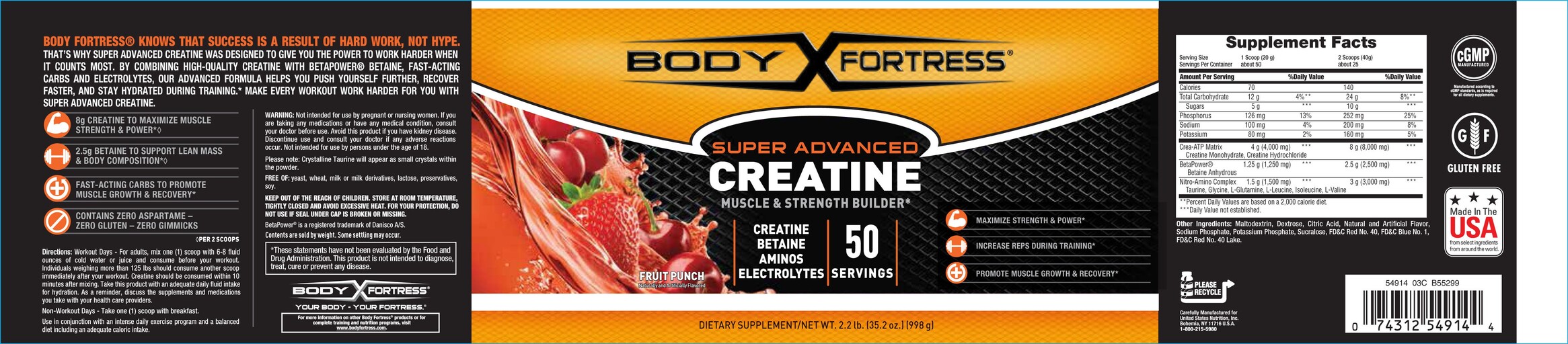Body Fortress - Super Advanced Creatine Fruit Punch - SuppCo