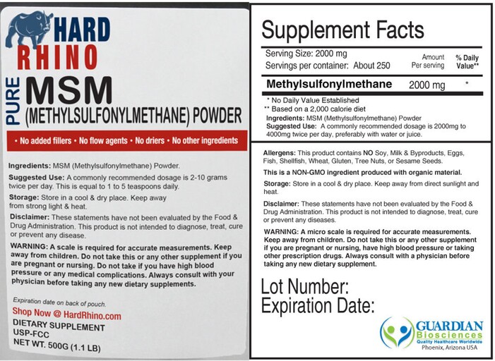 HARD RHINO - Pure MSM (Methylsulfonylmethane) Powder - SuppCo