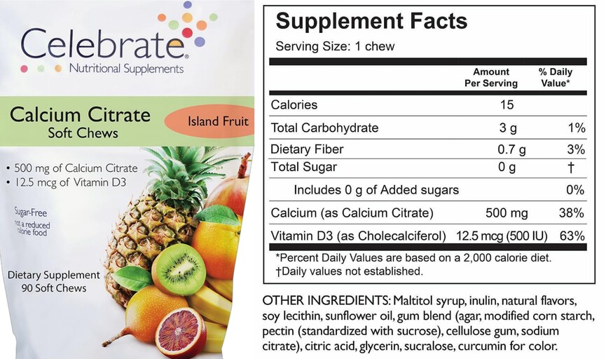 Celebrate - Calcium Citrate Soft Chews Island Fruit - SuppCo