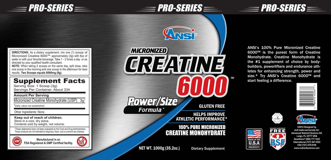ANSI Advanced Nutrient Science - Micronized Creatine 6000 - SuppCo