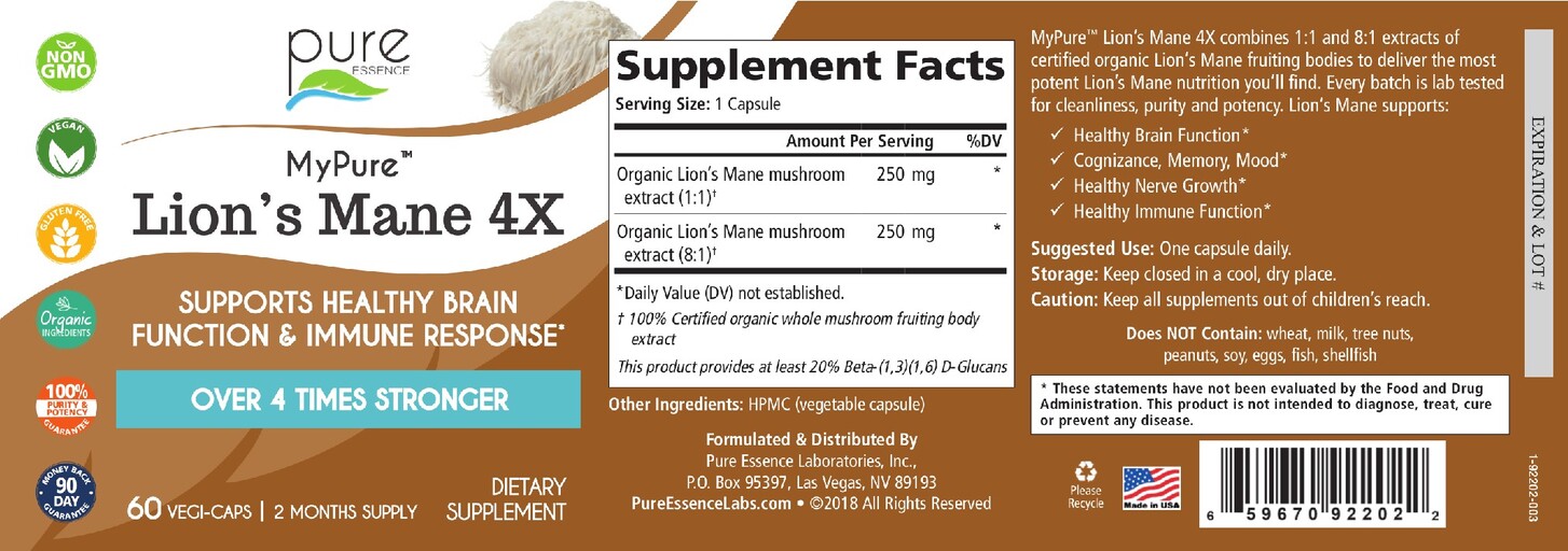 Pure Essence MyPure Lion's Mane 4X | SuppCo