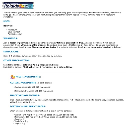 Rolaids - Rolaids Extra Strength Antacid Assorted Fruit - SuppCo