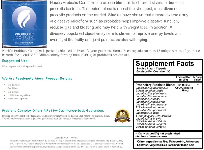 Nucific - Probiotic Complex - SuppCo