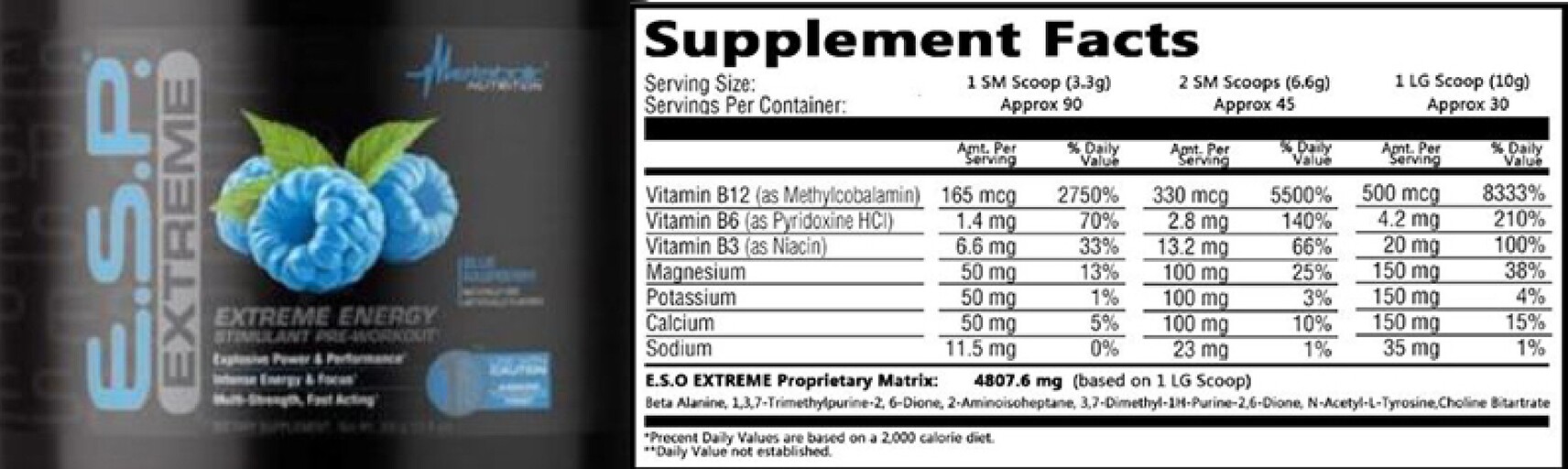Metabolic Nutrition - E.S.P. Extreme Blue Raspberry - SuppCo