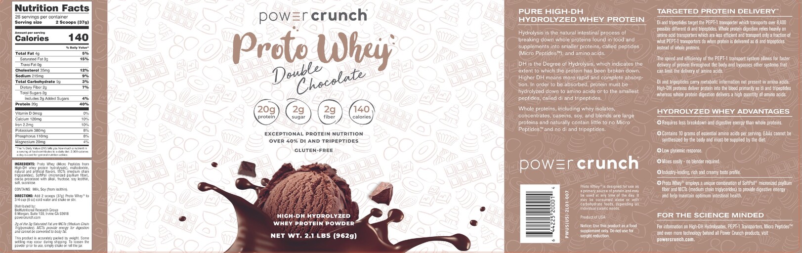 Power Crunch - Proto Whey Double Chocolate - SuppCo