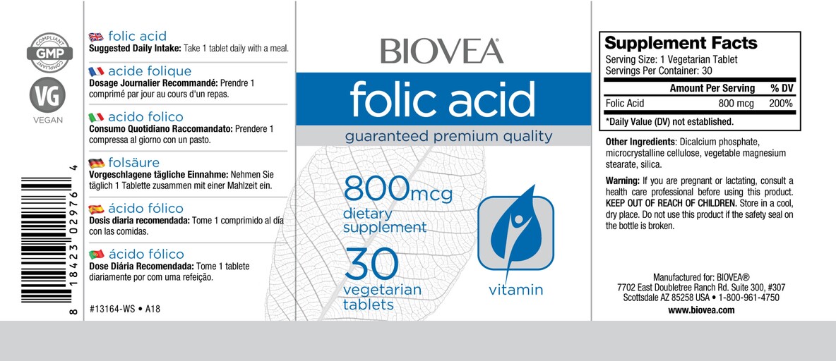 Biovea - Folic Acid 800 mcg - SuppCo