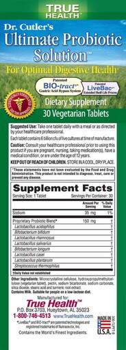True Health - Dr. Cutler's Ultimate Probiotic Solution - SuppCo
