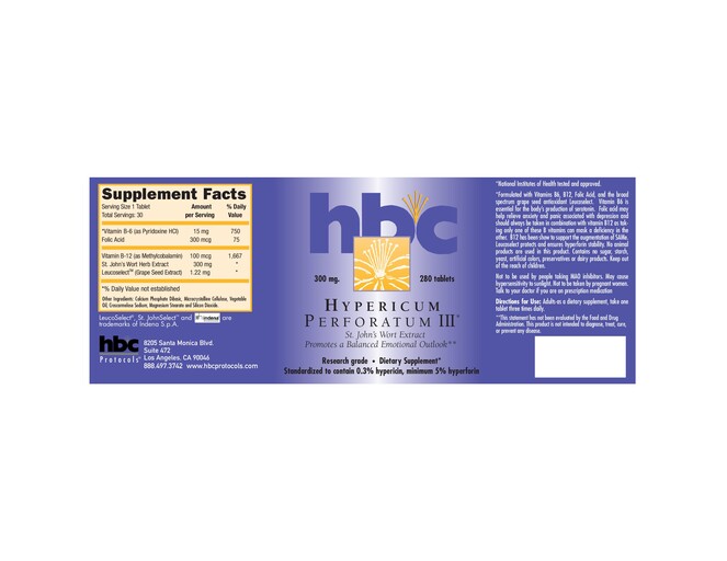 HBC Protocols Hypericum Perforatum III St. John's Wort Extract | SuppCo