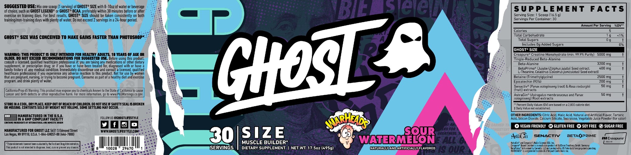 GHOST - Size Muscle Builder Warheads Sour Watermelon - SuppCo