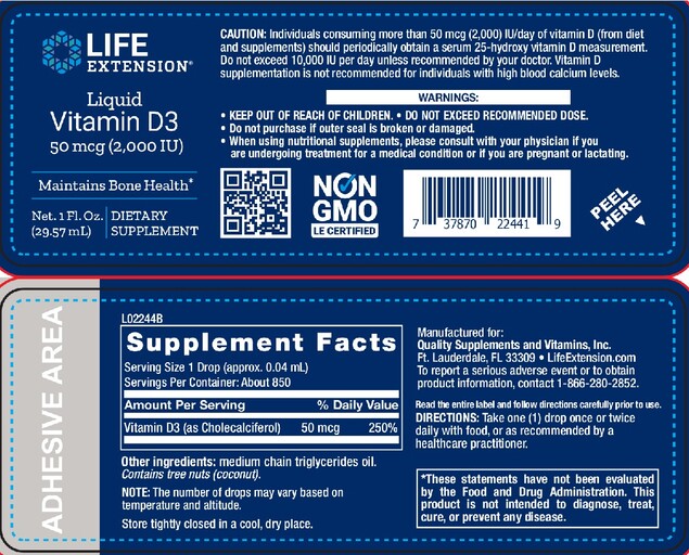 Life Extension - Liquid Vitamin D3 50 mcg (2,000 IU) - SuppCo