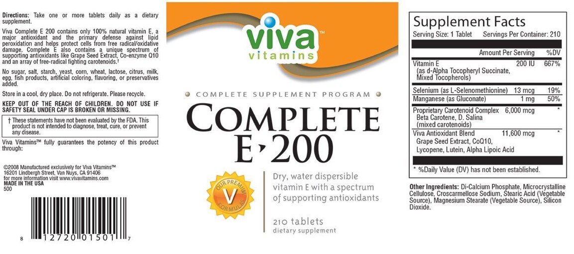 viva vitamins Complete E-200 | SuppCo